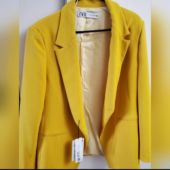 Zara | Jackets & Coats | Zara Yellow Blazer | Poshmark